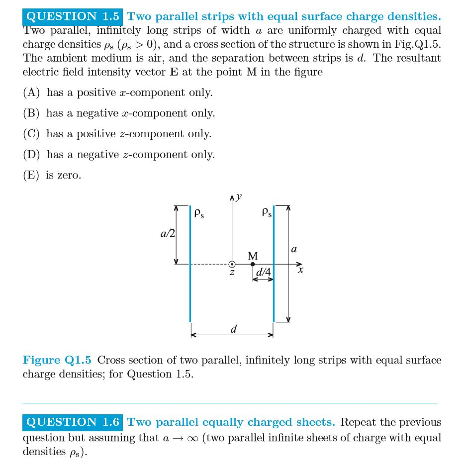 Solved QUESTION 1.5 Two parallel strips with equal surface | Chegg.com