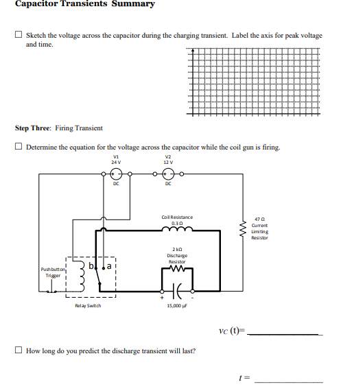 Solved Capacitor Transients Summary Sketch the voltage | Chegg.com