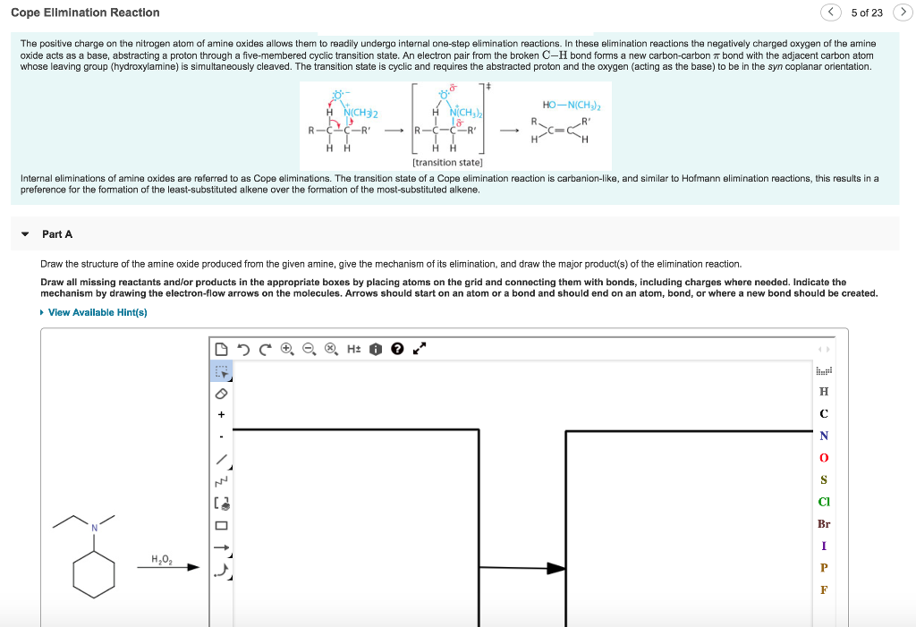 Solved Cope Elimination Reaction 5 of 23> The positive | Chegg.com