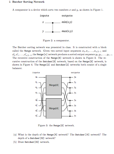 2. Batcher Sorting Network A comparator is a device | Chegg.com
