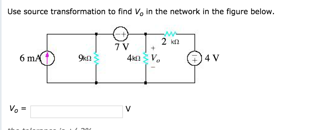 Solved Use source transformation to find V_o in the network | Chegg.com