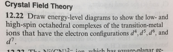 Solved Crystal Field Theory Draw energy-level diagrams to | Chegg.com