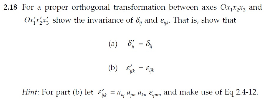 Problem 2.20 For a proper orthogonal transformation | Chegg.com