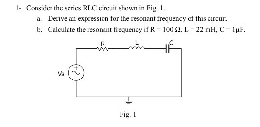 Solved Consider the series RLC shown in figure 1.a. Derive | Chegg.com