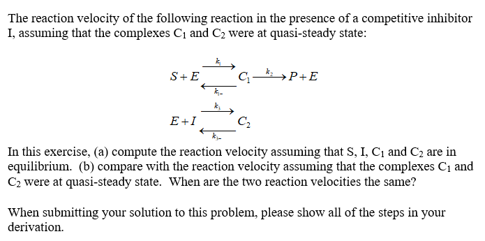 Solved The reaction velocity of the following reaction in | Chegg.com