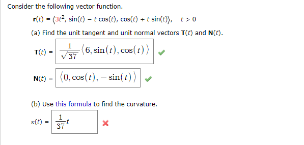 Solved Consider the following vector function. r(t)-(3°, | Chegg.com