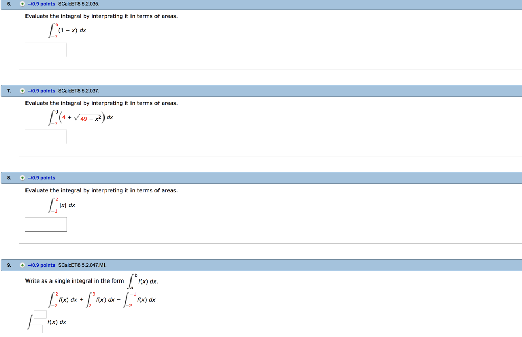Solved 2· -/0.9 points scalcET8 5.2.007 A table of values of | Chegg.com