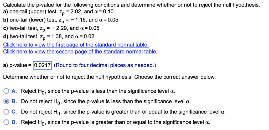 Solved Calculate the p-value for the following conditions | Chegg.com