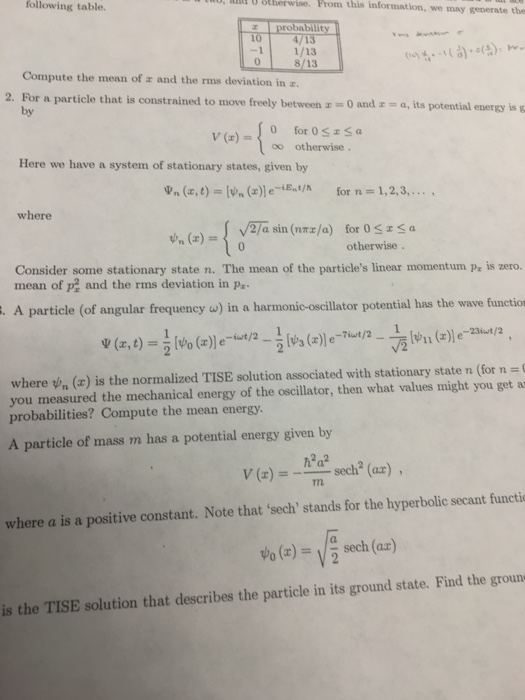 Solved Compute the mean of x and the rms deviation in x. | Chegg.com