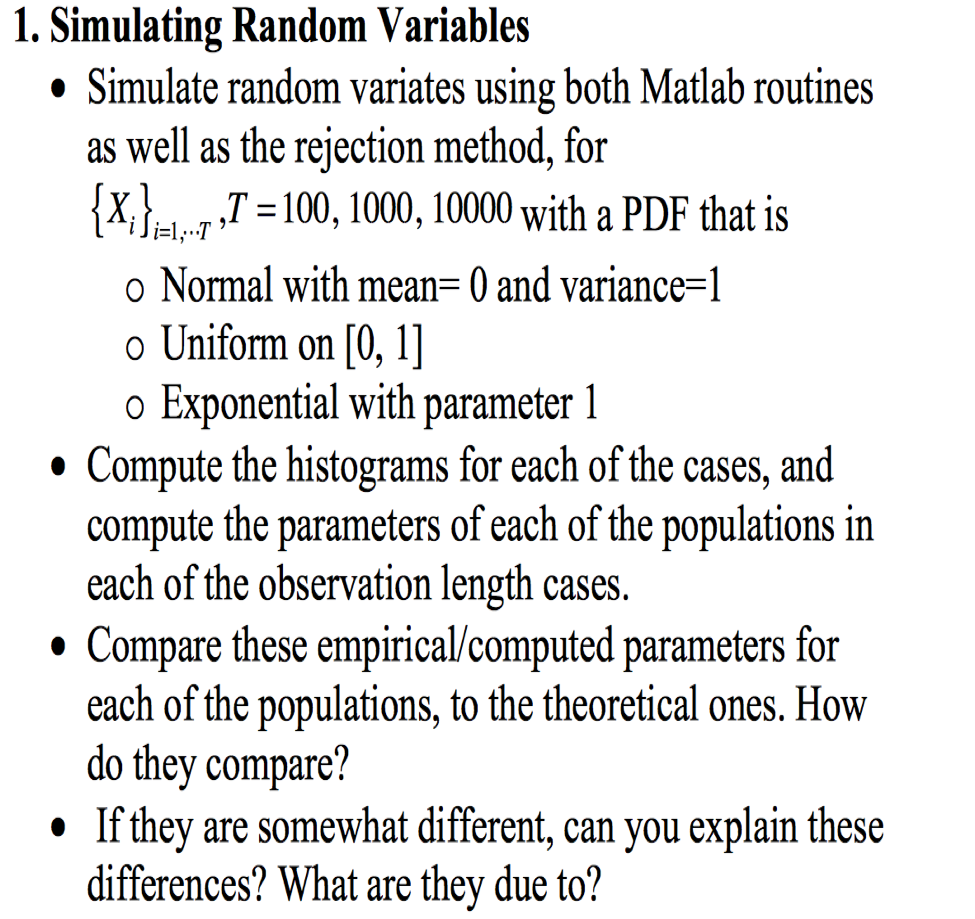 Simulating Random Variables Simulate Random Variates