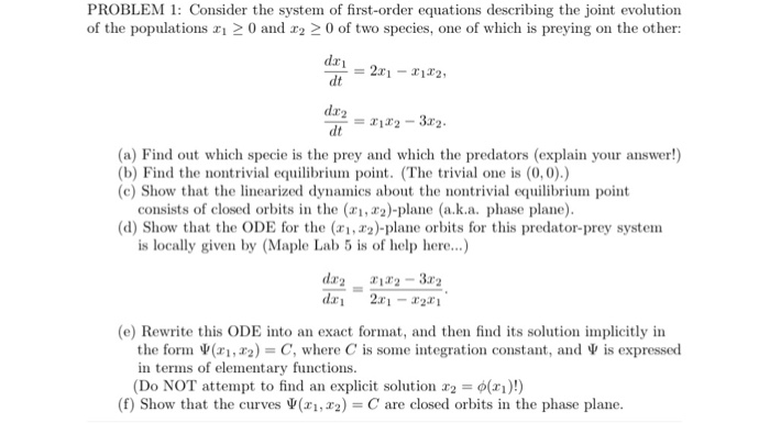 Solved Consider the system of first-order equations | Chegg.com