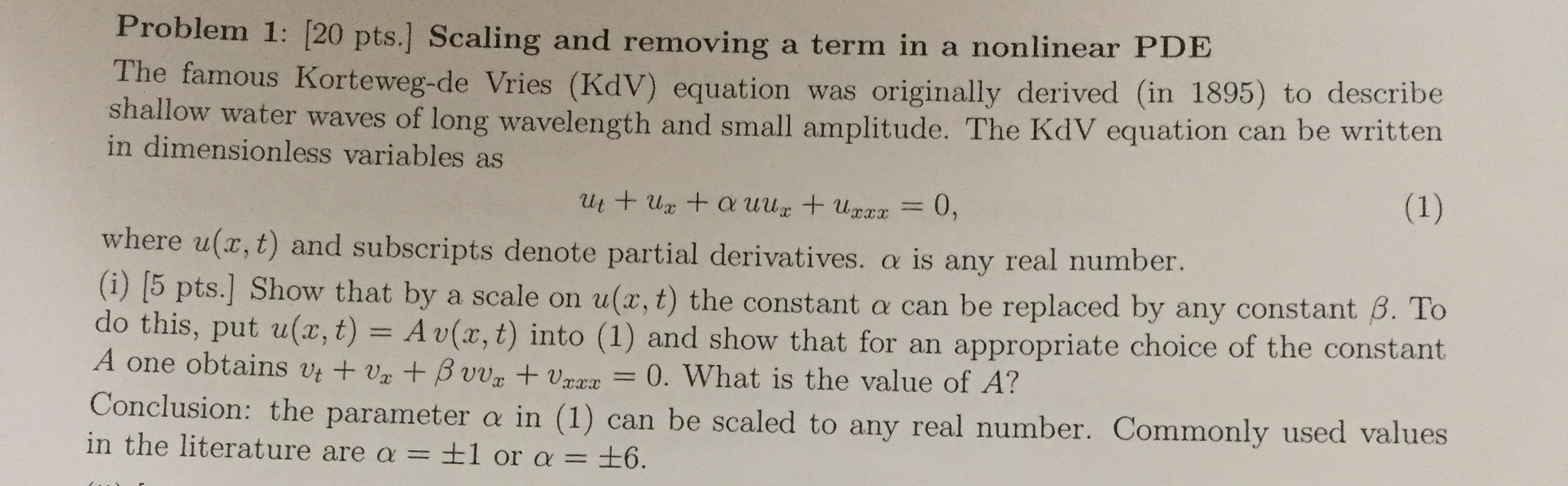 Solved The famous Korteweg-de Vries (KdV) equation was | Chegg.com