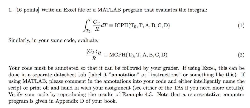 Solved 1 16 Points Write An Excel File Or A Matlab 1989