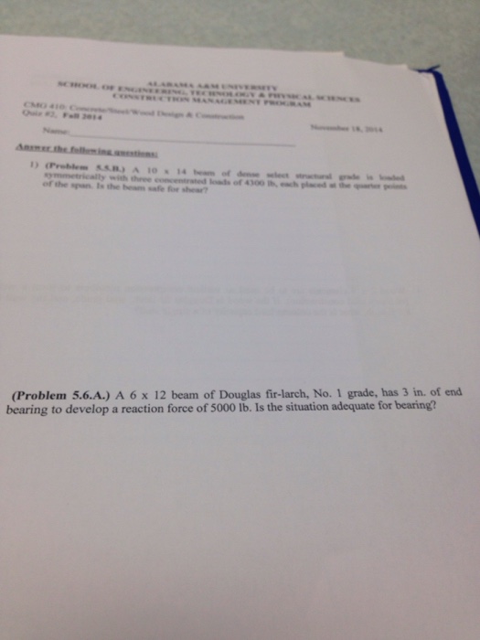 A 10 x 14 beam of dense select structural grade is | Chegg.com