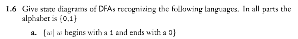 Solved 1.6 Give state diagrams of DFAs recognizing the | Chegg.com