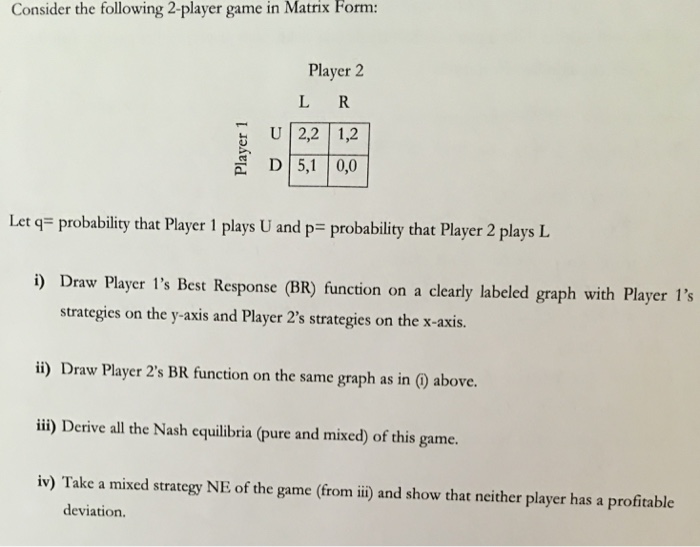 Solved Consider the following 2-player game in Matrix Form: | Chegg.com