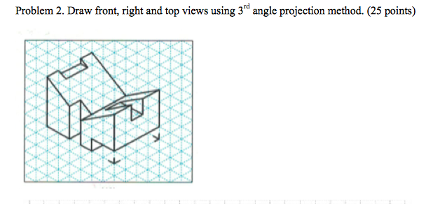 Solved Problem 2. Draw front, right and top views using 3rd | Chegg.com