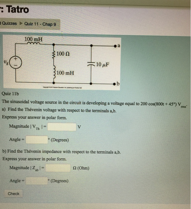 Solved The sinusoidal voltage source in the circuit is | Chegg.com