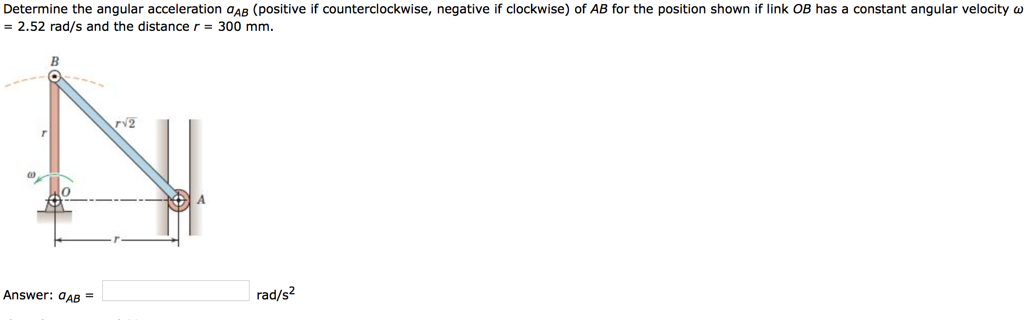 Determine the angular acceleration a AB (positive if | Chegg.com