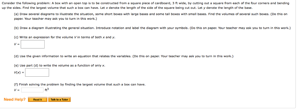 Solved Consider the following problem: A box with an open | Chegg.com