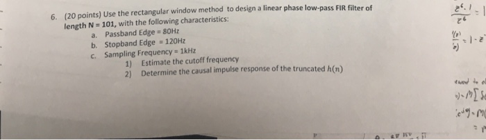 Solved Use the rectangular window method to design a linear | Chegg.com