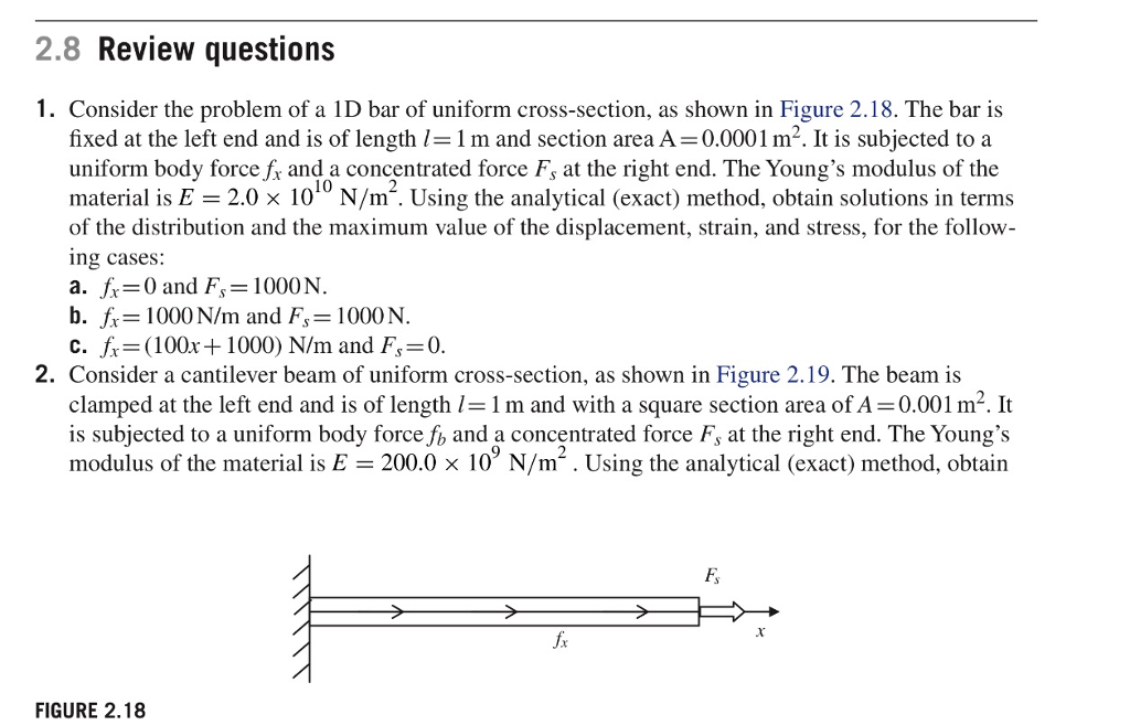 Solved 2.8 Review questions 1. Consider the problem of a 1D | Chegg.com