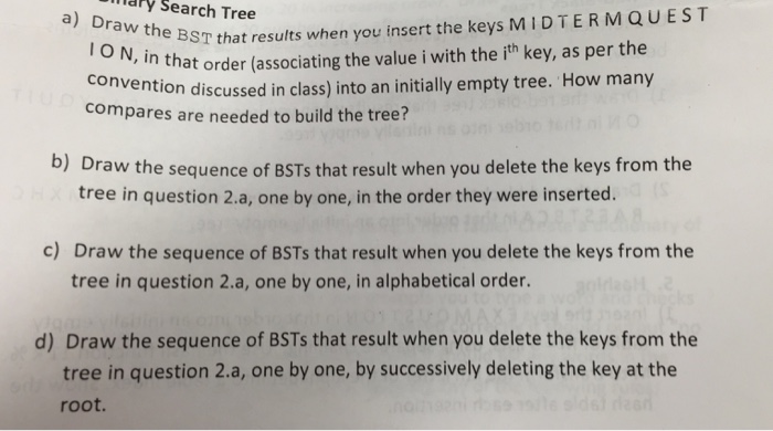 Solved Draw the BST that results when you insert the keys M | Chegg.com