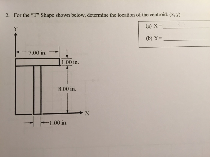 Solved For the "T" Shape shown below, determine the location | Chegg.com