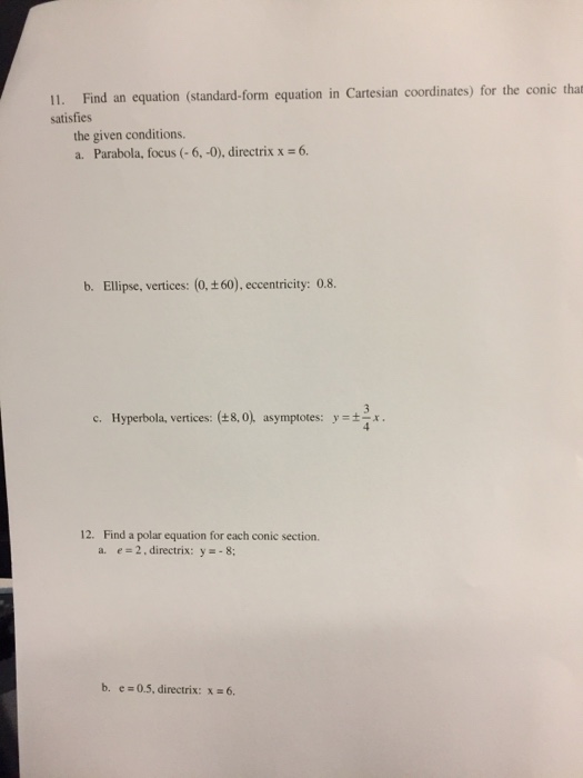 Solved Find an equation (standard-form equation in Cartesian | Chegg.com