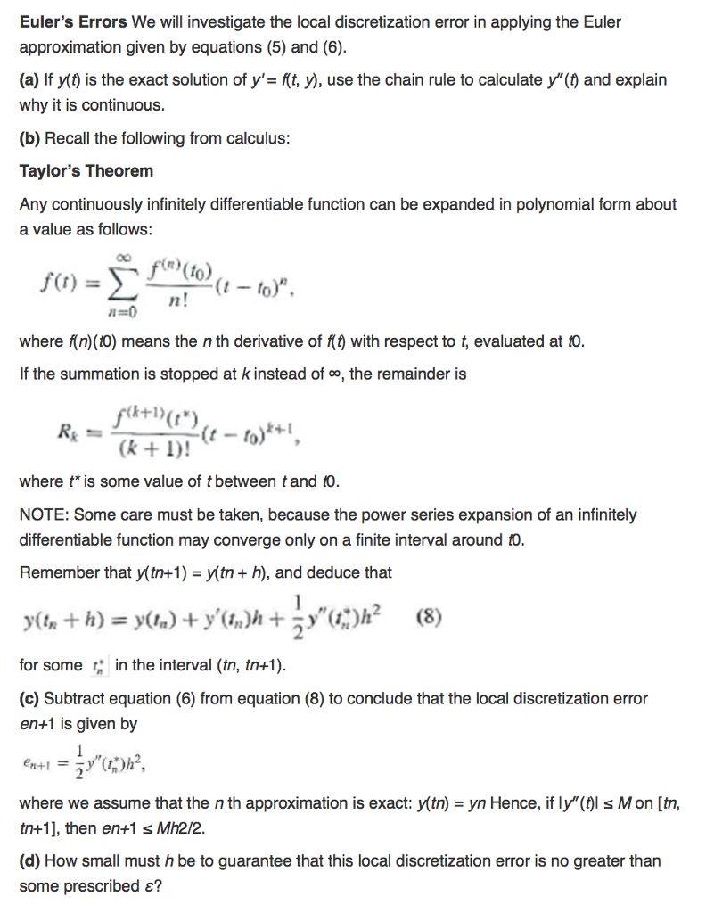 Euler S Errors We Will Investigate The Local
