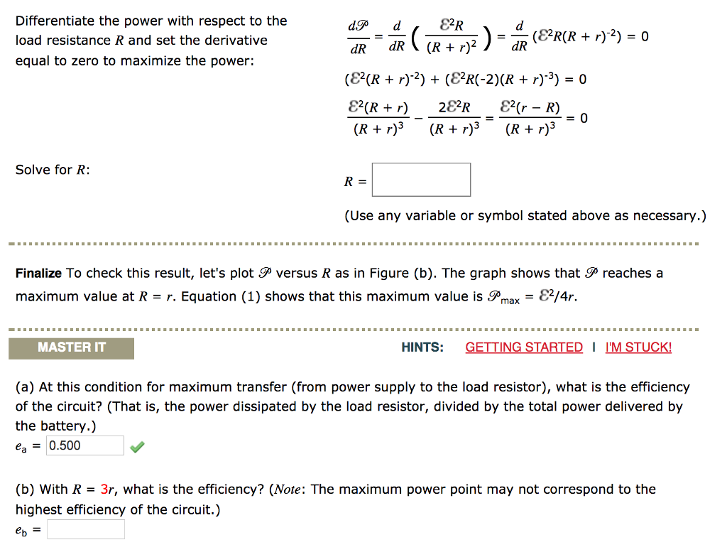 Solved Differentiate the power with respect to the load | Chegg.com