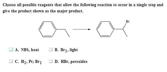 Solved Choose all possible reagents that allow the following | Chegg.com