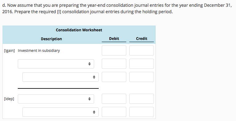 Solved Preparing the [I] consolidation journal entries for | Chegg.com