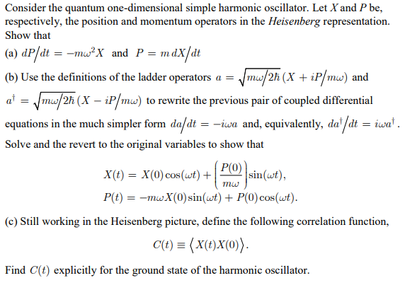 Solved Consider the quantum one-dimensional simple harmonic | Chegg.com
