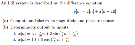 Solved An LSI system is described by the difference equation | Chegg.com