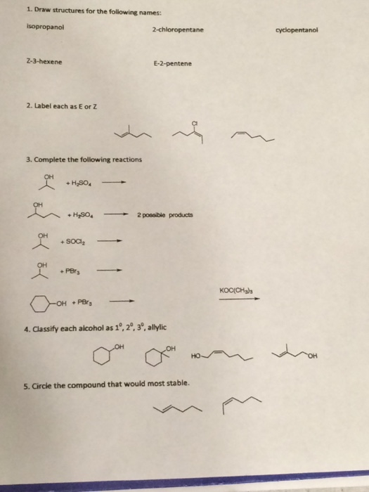 Solved Draw structures for the following names: Label each | Chegg.com