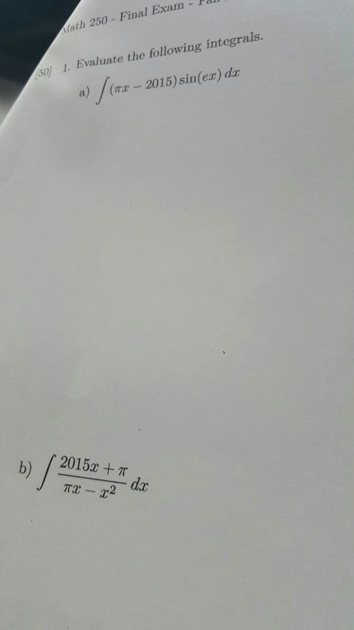 Solved Evaluate the following integrals integral (pi x - | Chegg.com