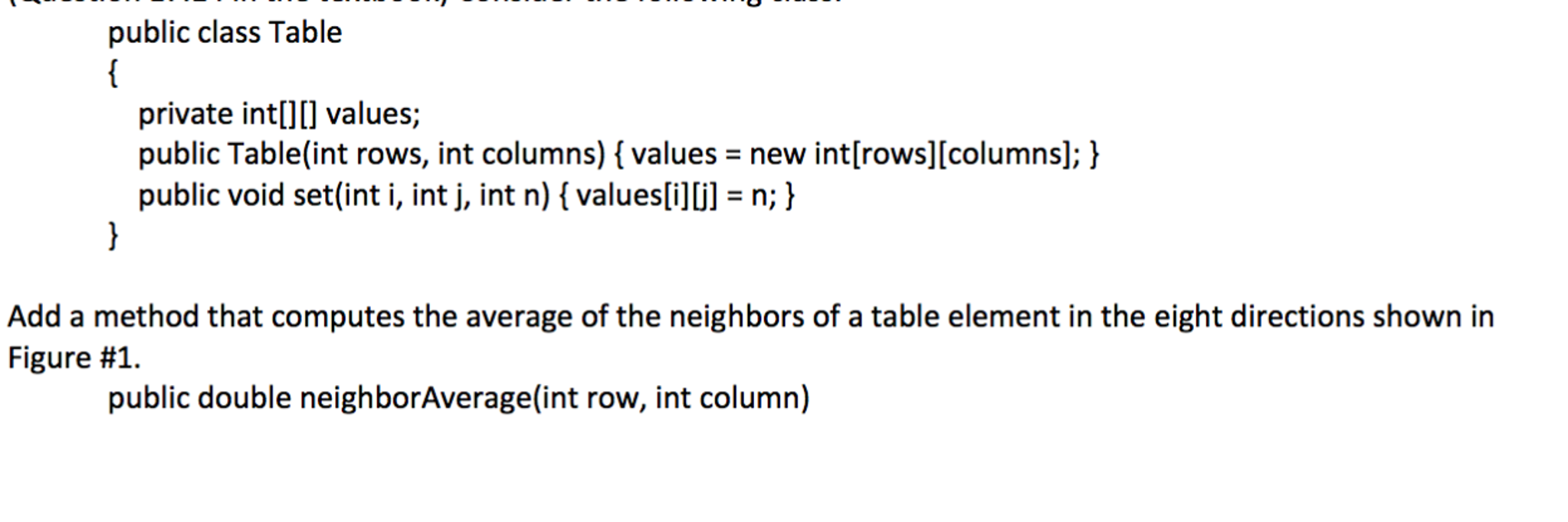 Public class Table {private int[][] values; public | Chegg.com