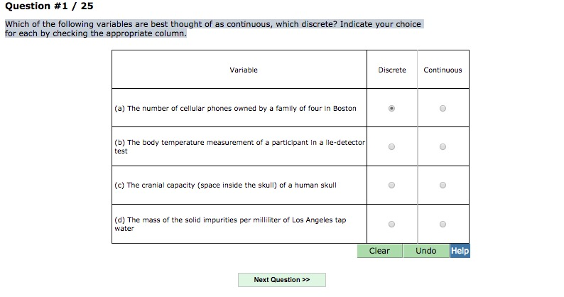 Solved Question #1 / 25 Which of the following variables are | Chegg.com