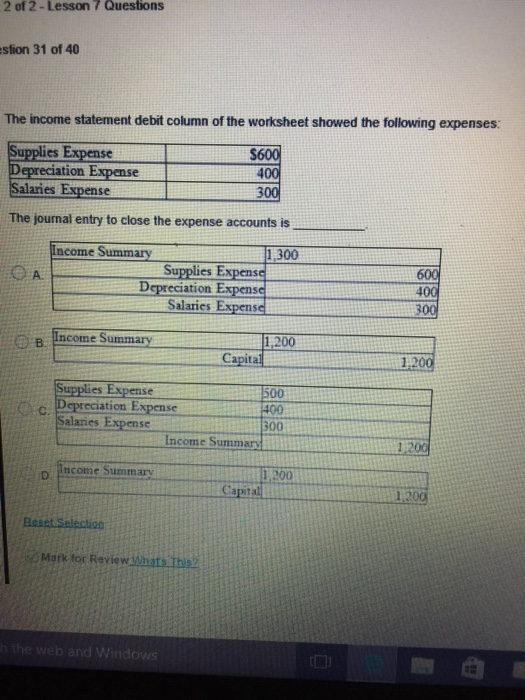 Solved The income statement debit column of the worksheet | Chegg.com