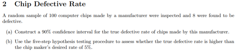 Solved 2 Chip Defective Rate A random sample of 100 computer | Chegg.com
