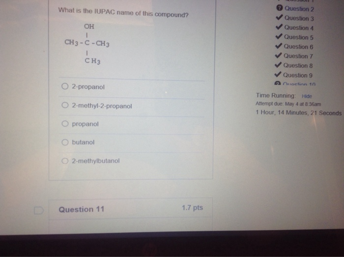 Solved What is the IUPAC name of this compound? 2-propanol | Chegg.com