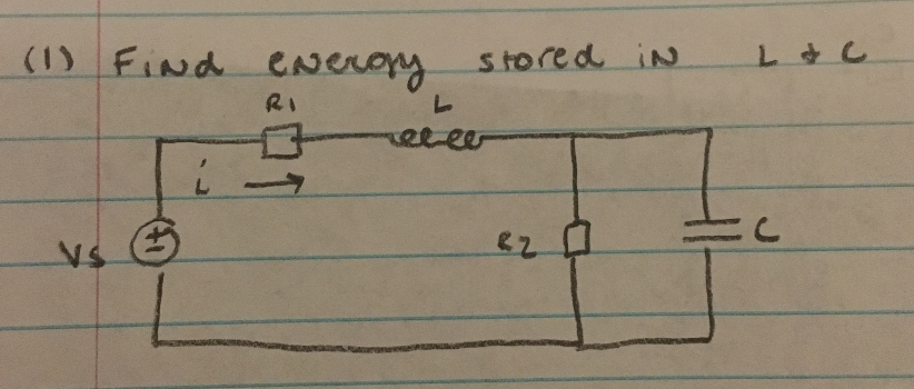 Solved Find energy stored in L & C | Chegg.com