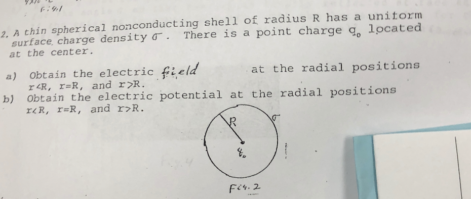 Solved 2, A thin spherical nonconducting shell of radius R | Chegg.com