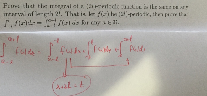 Solved Prove that the integral of a (2l)- periodic function | Chegg.com