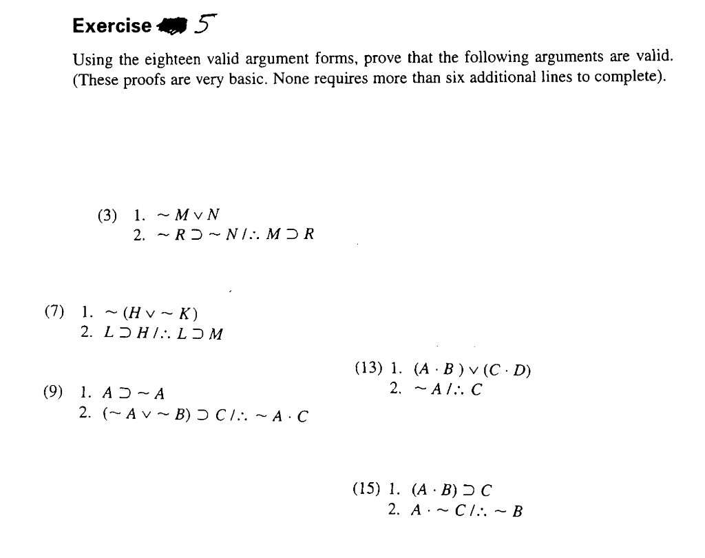 Solved Exercise5 Using The Eighteen Valid Argument Forms