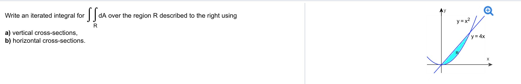 Solved Write an iterated integral for integral integral_R dA | Chegg.com