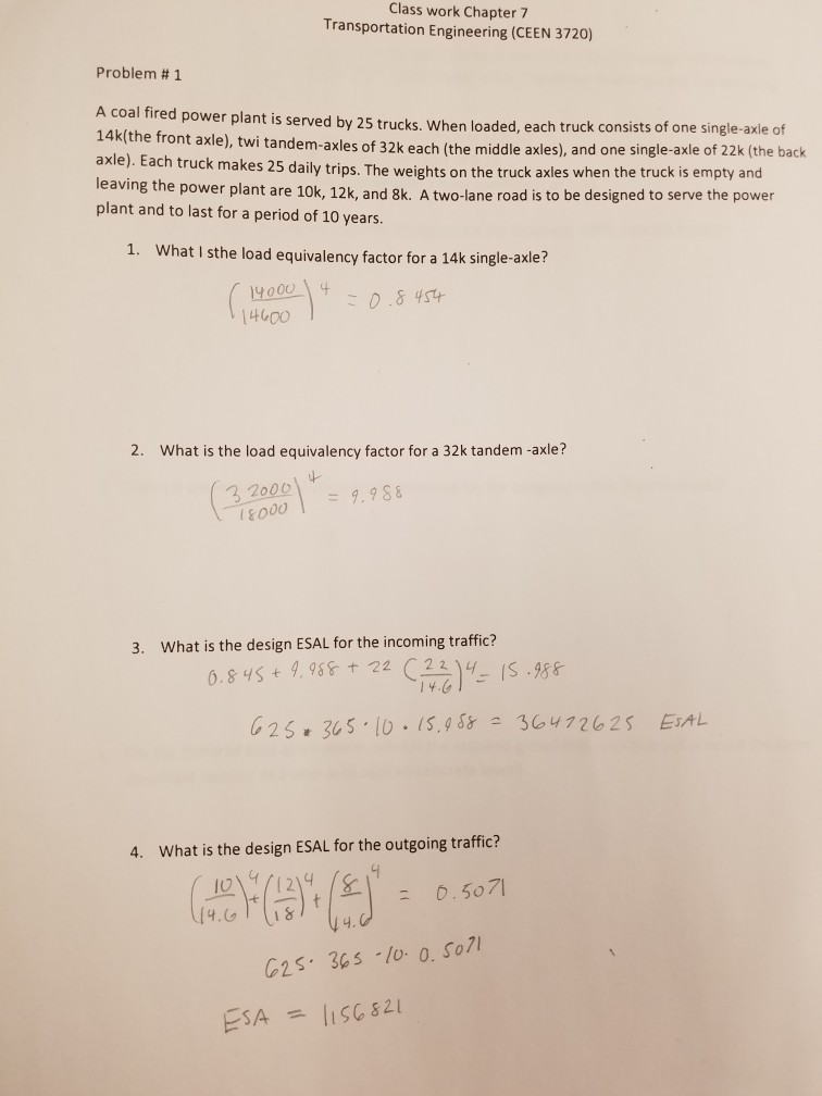 Solved Class work Chapter 7 Transportation Engineering (CEEN | Chegg.com