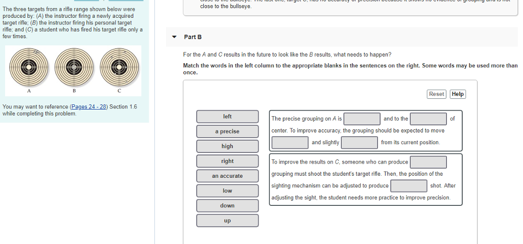 Solved close to the bullseye The three targets from a rifle | Chegg.com