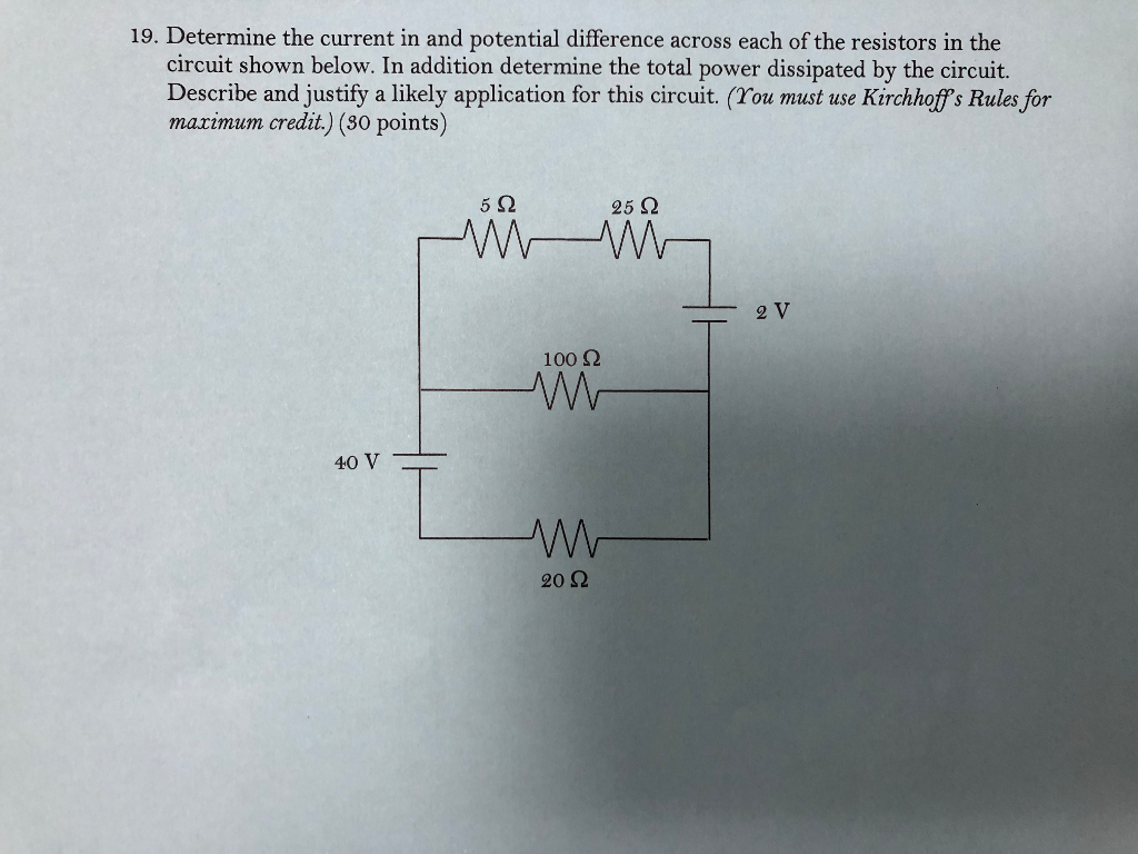 Solved 19. Determine the current in and potential difference | Chegg.com